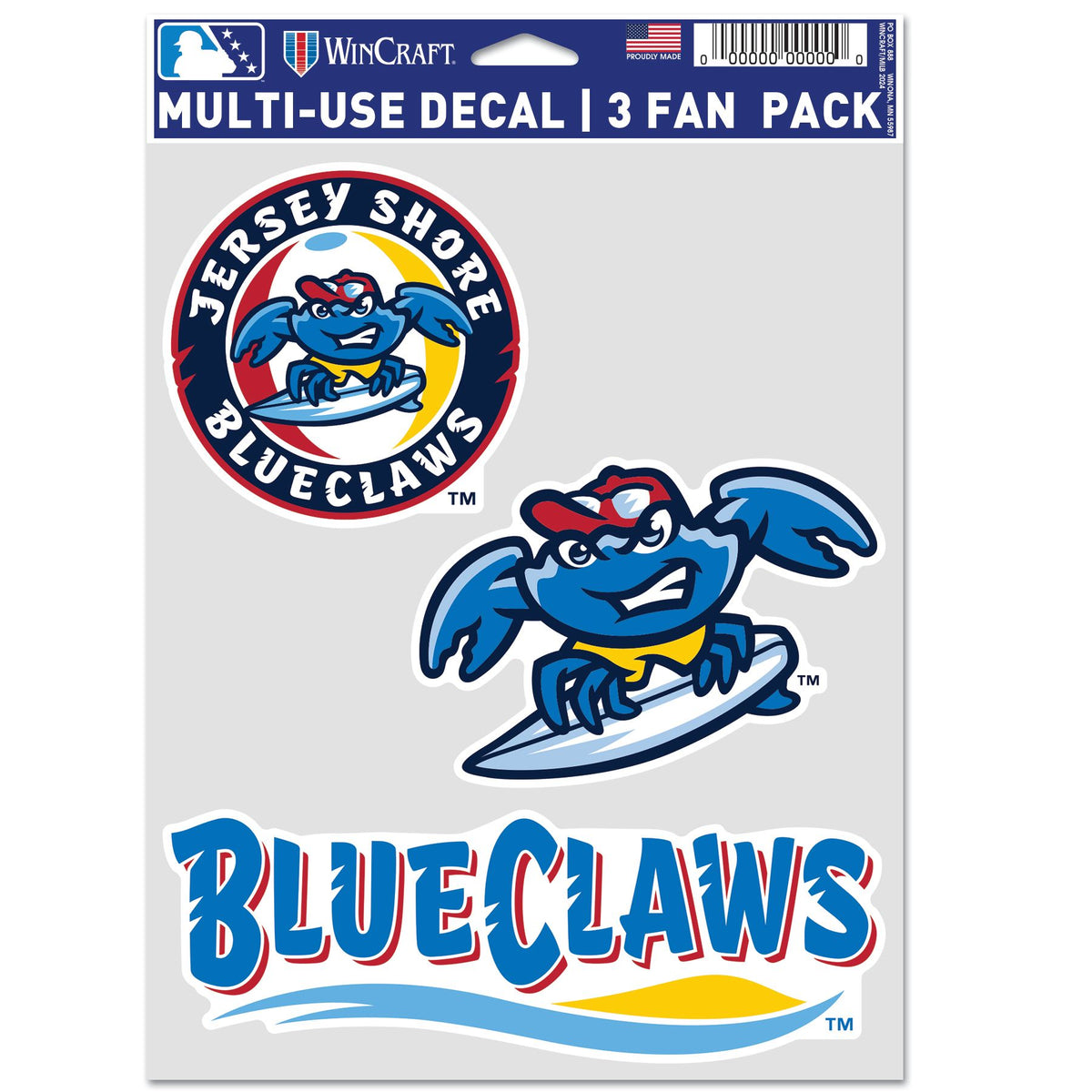 Jersey Shore BlueClaws WinCraft Fan Pack 3 Decal Set – Jersey Shore ...